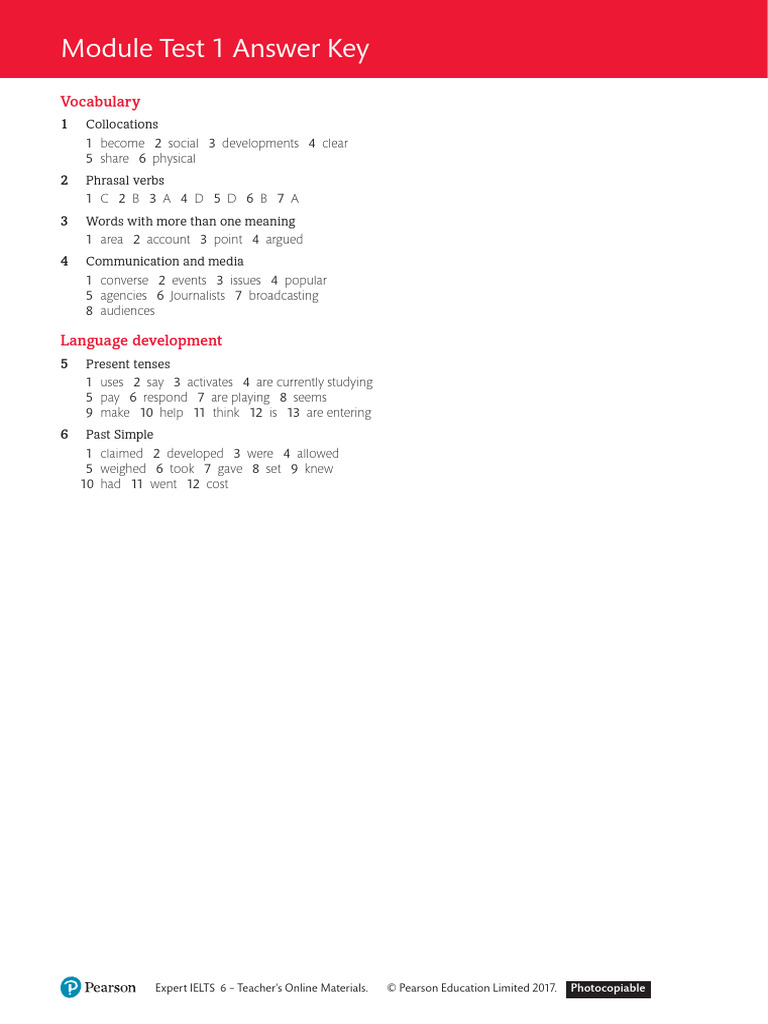 Module Test 1 Answer Key | PDF