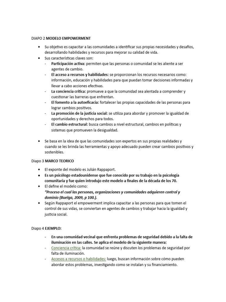 Modelo Empowerment | PDF | Empoderamiento | Autoeficacia