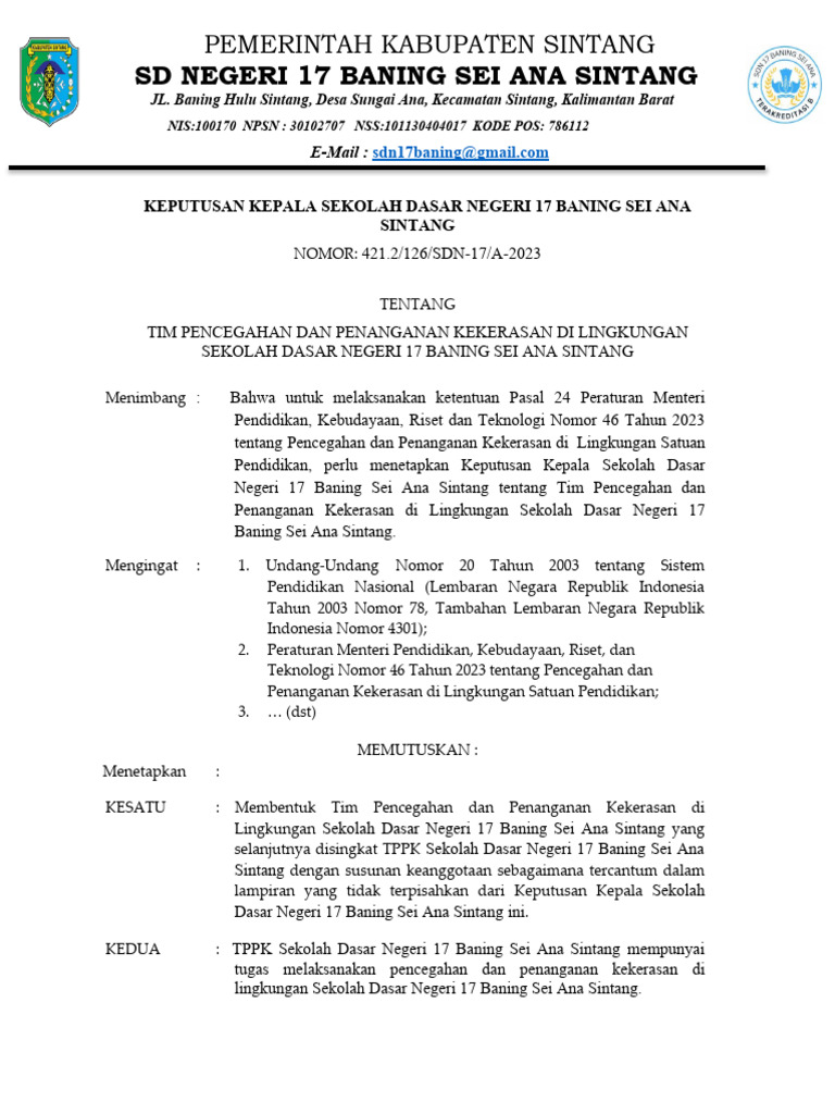 Contok SK Kepsek-1 | PDF