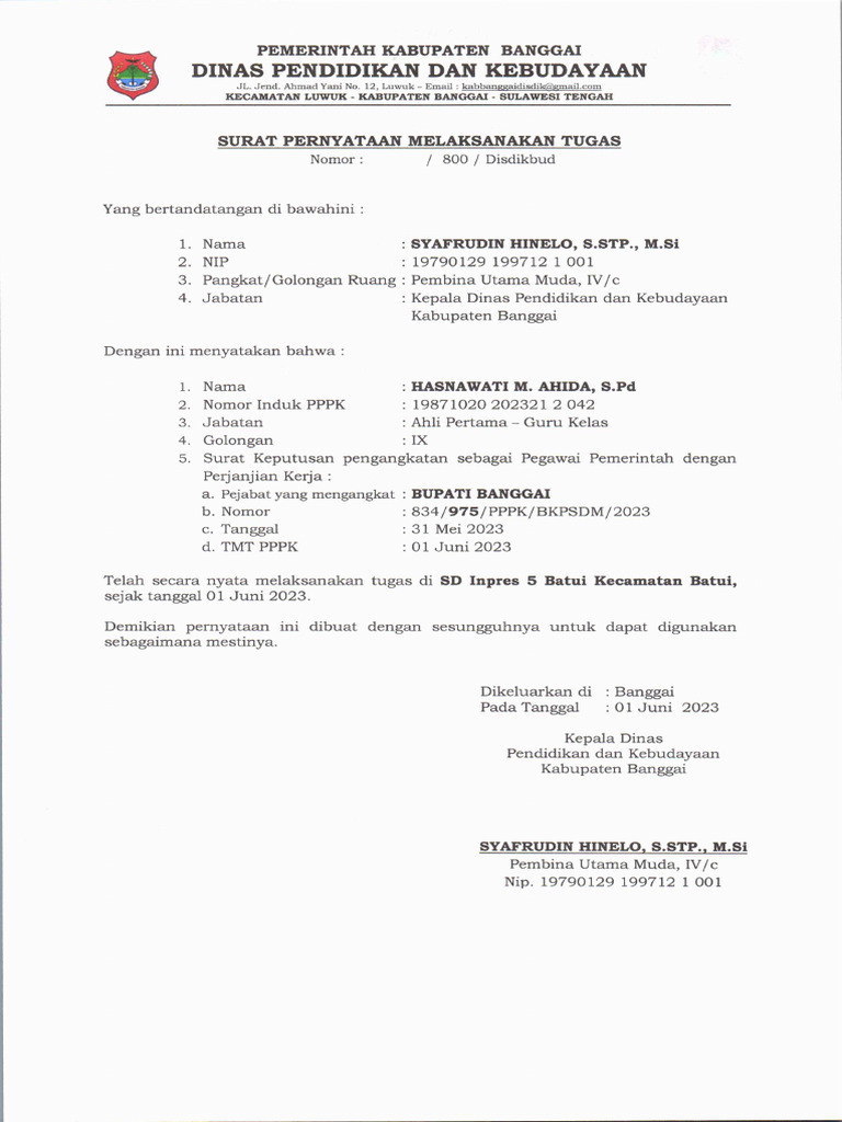 Contoh SPTJM PPPK | PDF