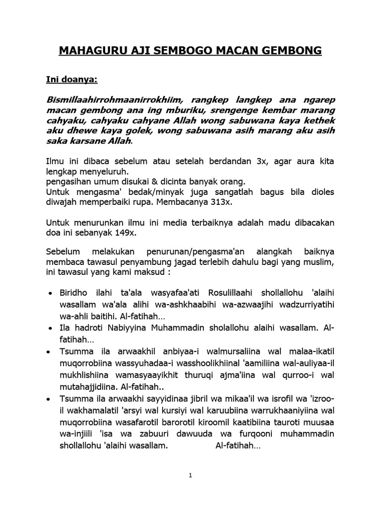 Aji Sembogo Macan Gembong | PDF