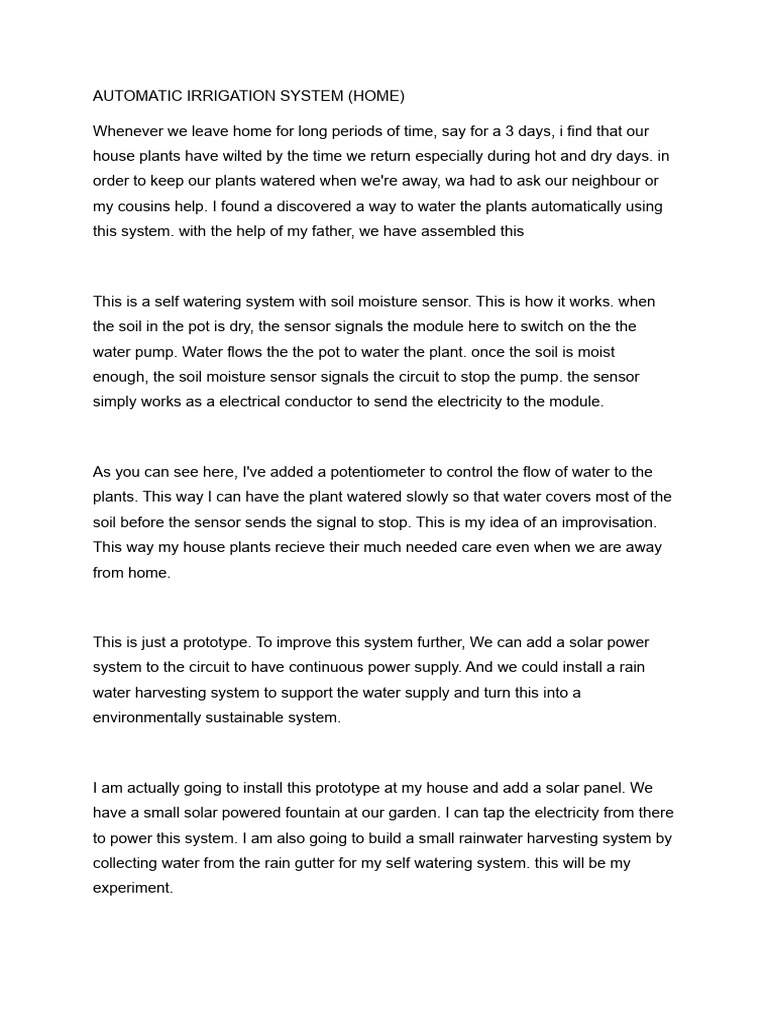 AUTOMATIC IRRIGATION SYSTEM | PDF