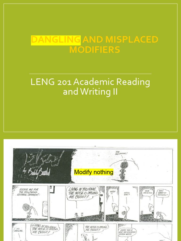 Understanding Dangling & Misplaced Modifiers | PDF | Language Arts & Discipline | Foreign ...