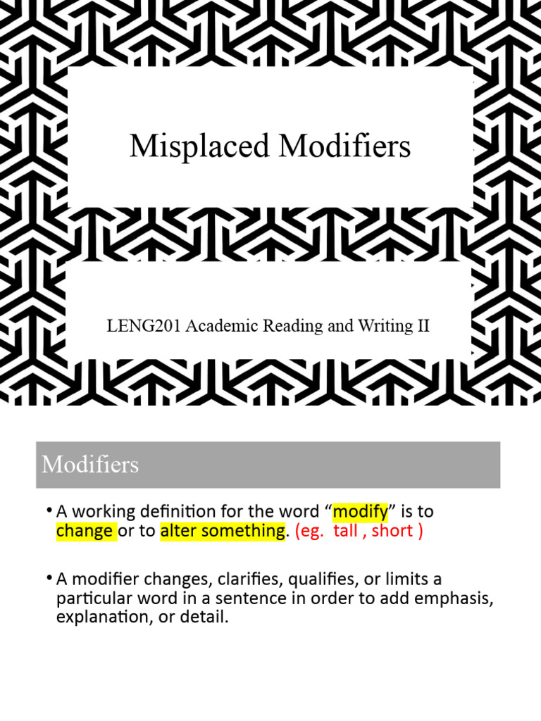 Lecture 6 Misplaced Modifiers Students [Auto-saved] | PDF | Adverb | Adjective