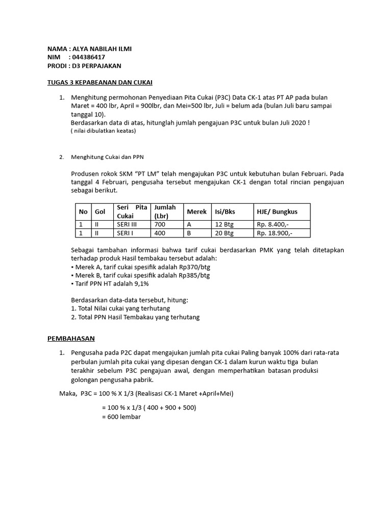 Tugas 3 Kepabeanan Dan Cukai | PDF