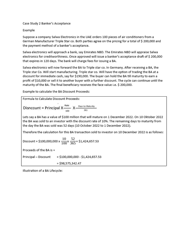 Case Study 2 Banker Acceptance ANSWER | PDF | Banks | Discounting