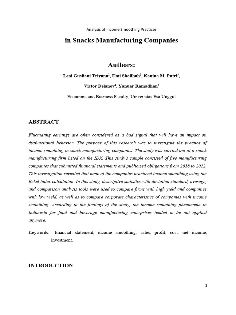 Income Smoothing in Snack Firms | PDF | Coefficient Of Variation ...