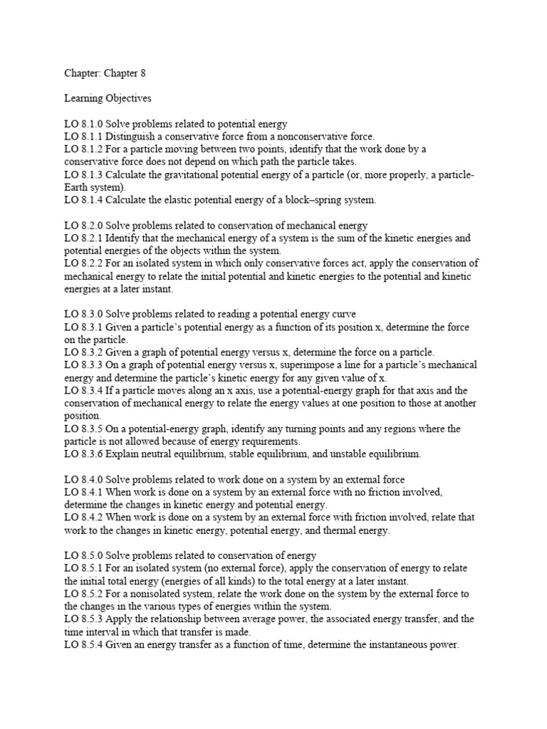 CH 08 | PDF | Force | Potential Energy