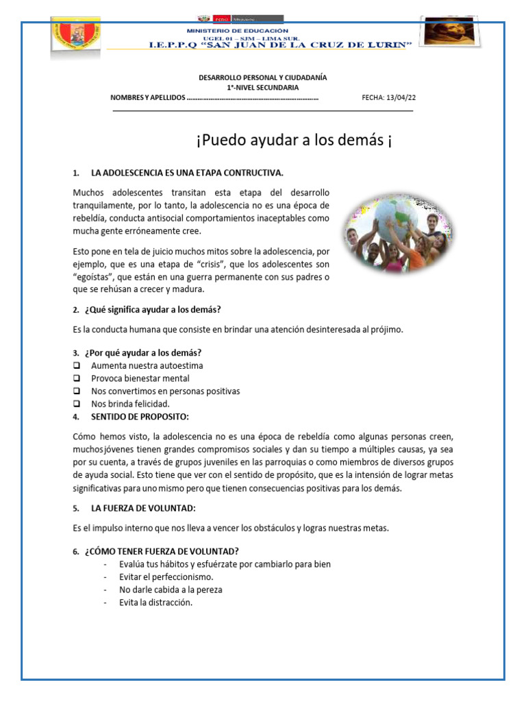 TEMA 1°DPCC PUEDO AYUDAR A LOS DEMÁSPDF | PDF | America latina | Sicología