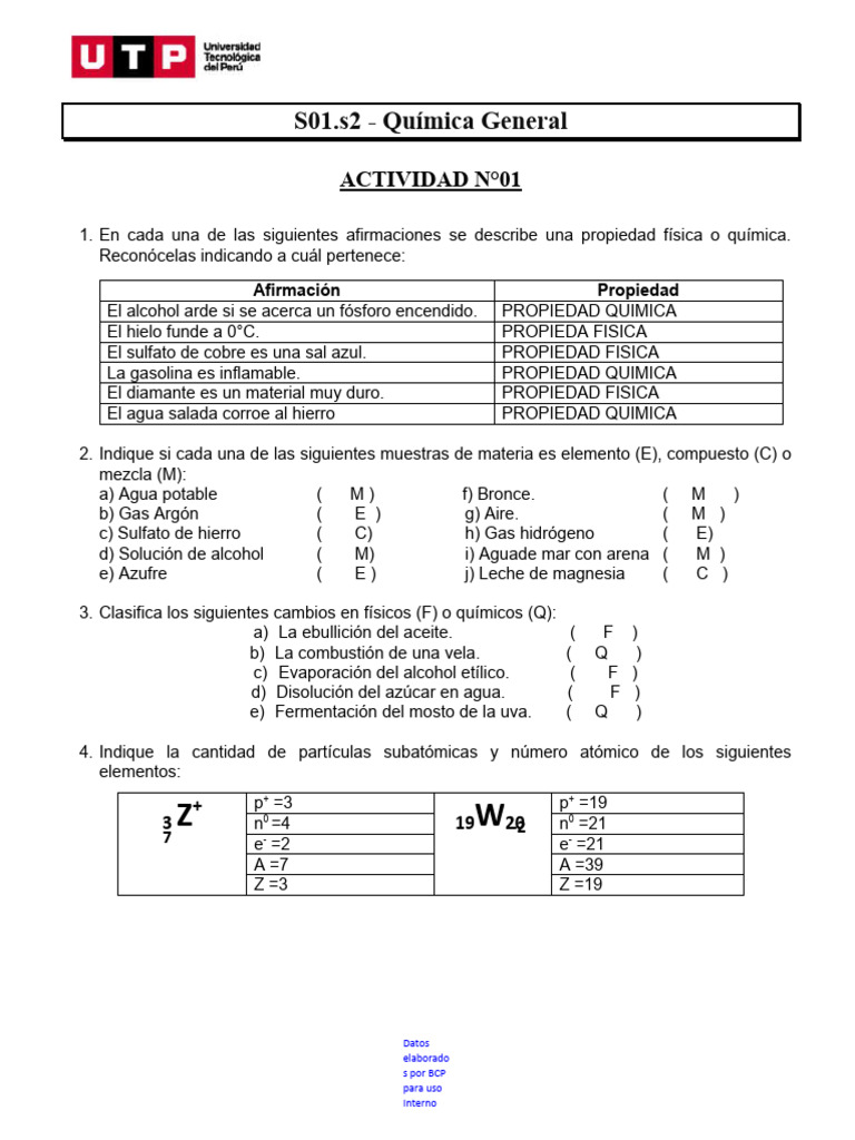 I02N Ejercicios S01.s2 | PDF | Química | Agua