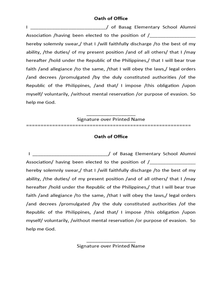 Alumni Association Oath of Office | PDF