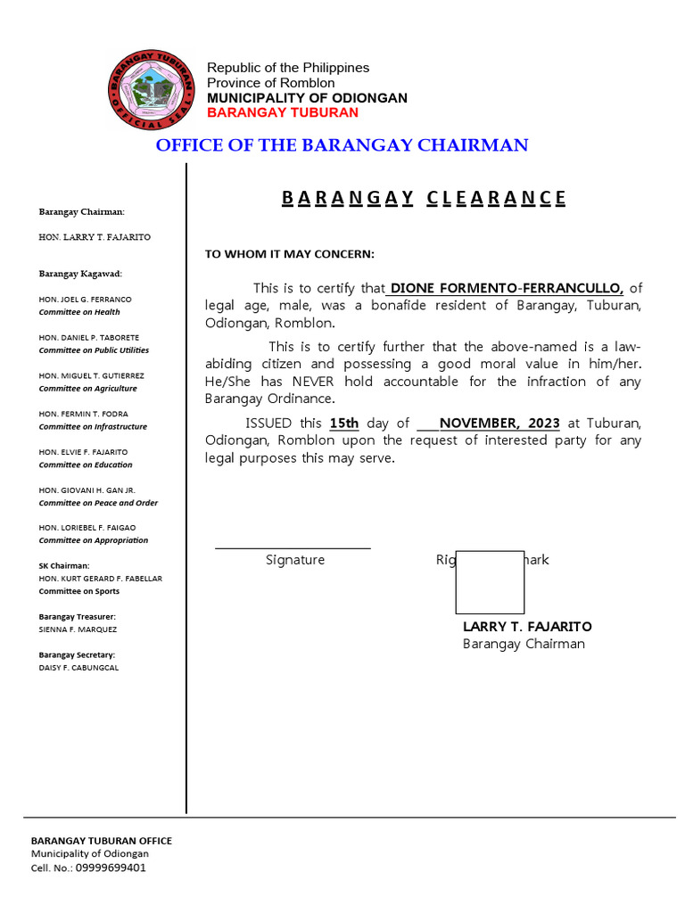 Brgy Clearance | PDF