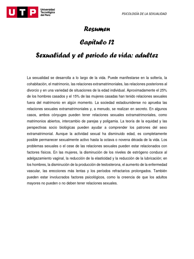 Resumen capitulo 12 sexualidad | PDF