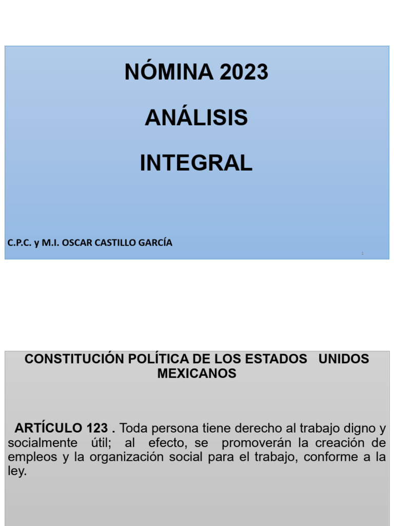 Nómina 2023 Análisis Integral Pdf Salario Salario Mínimo