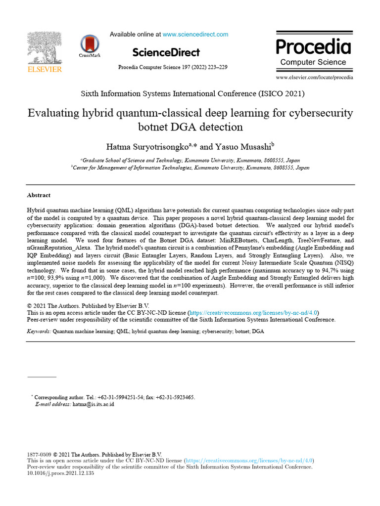 Hybrid Quantum Deep Learning for DGA Detection | PDF | Deep Learning ...