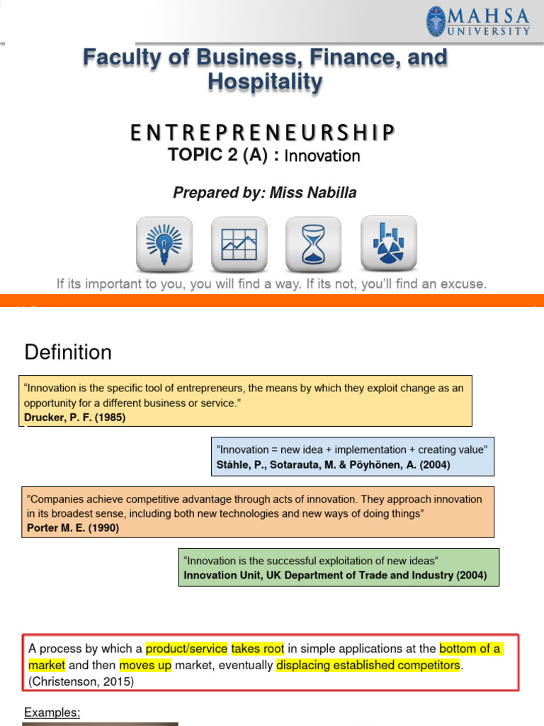CHAPTER 2a Introduction of Innovation | PDF | Innovation | Entrepreneurship