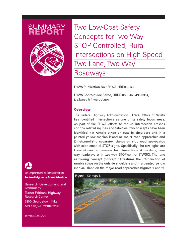 Two Low-Cost Safety Concepts For Two-Way Stop-Controlled, Rural ...