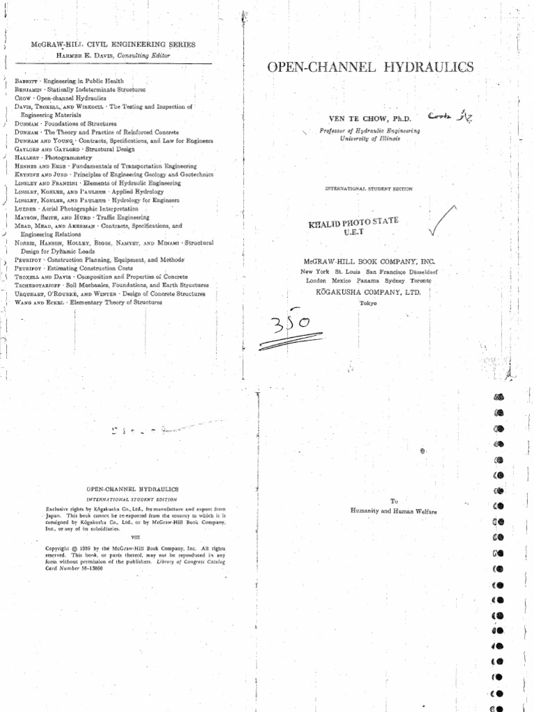 Ven Te Chow-Open-Channel Hydraulics - Mcgraw-Hill College (1959) | PDF | Earth Sciences ...