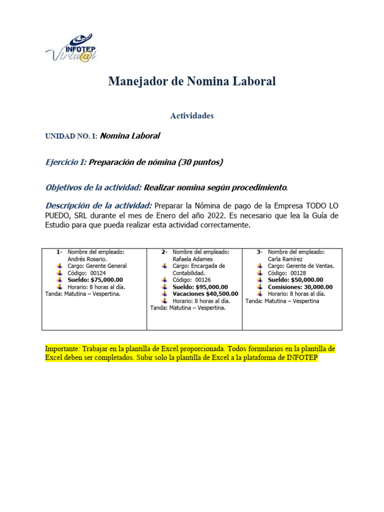 Actividad M4U2 Nomina Laboral 2022 | PDF