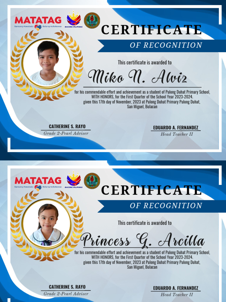 Blue and White Modern Recognition Certificate | PDF