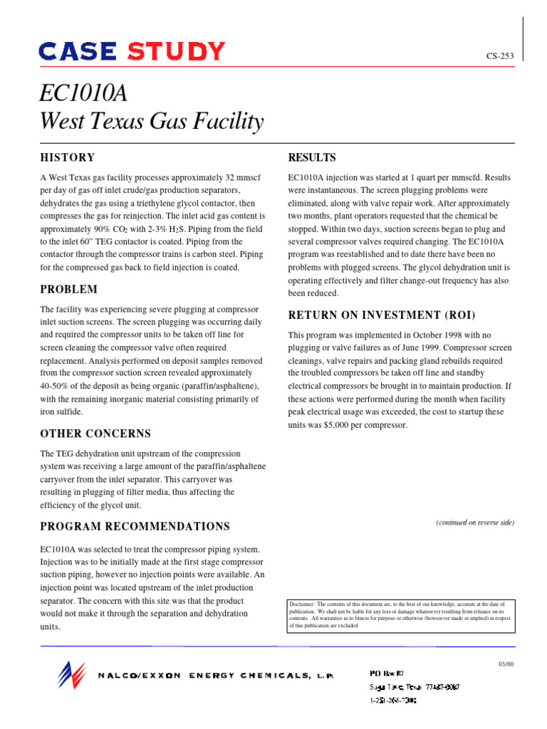 CS 253 EC1010A West Texas | PDF | Valve | Return On Investment