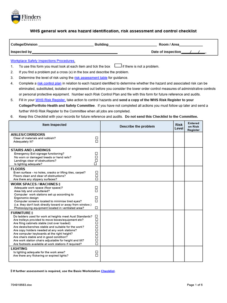 Hazard Checklist | PDF | Risk | Occupational Safety And Health