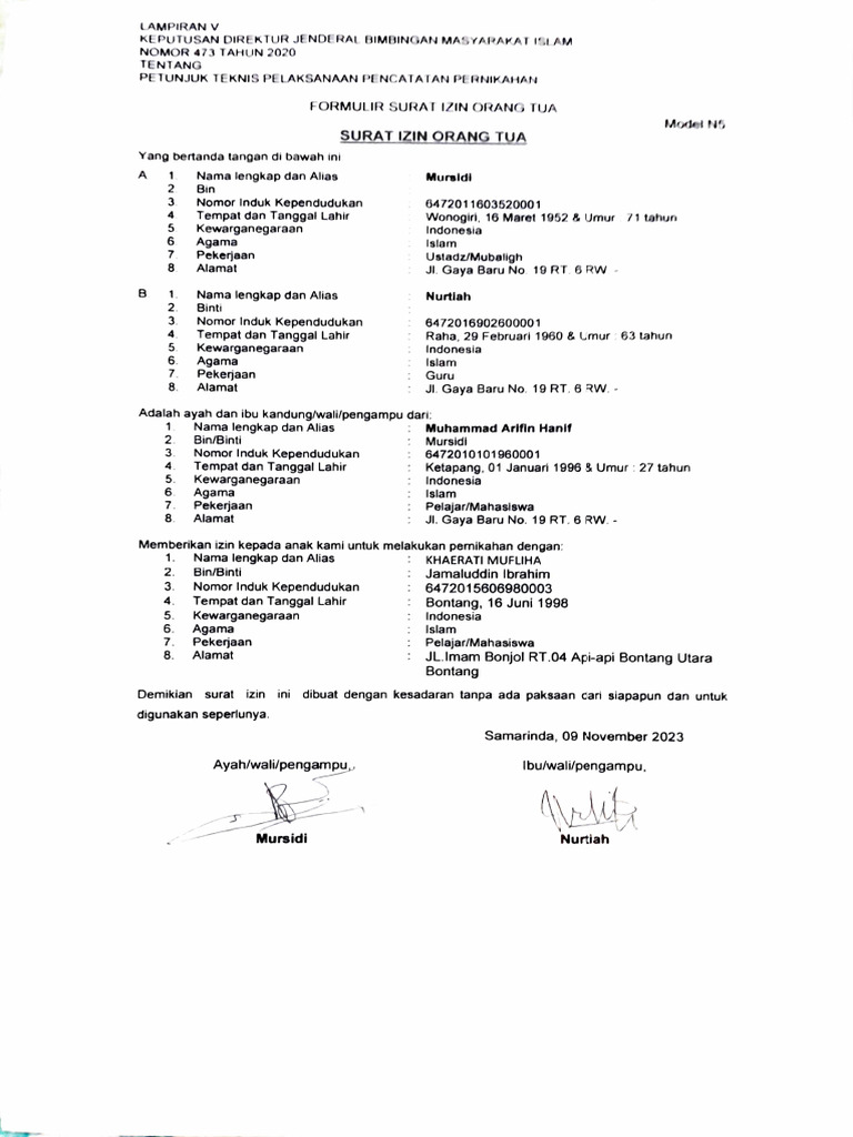 Lampiran V model N5 | PDF