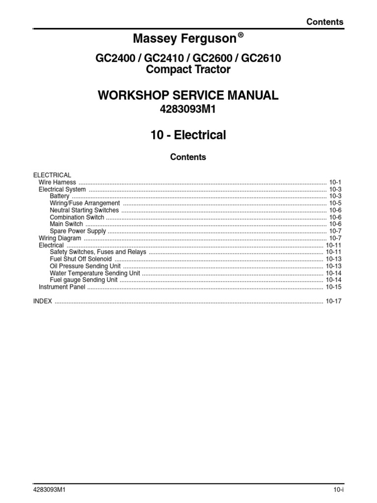 Massey Ferguson: GC2400 / GC2410 / GC2600 / GC2610 Compact Tractor ...