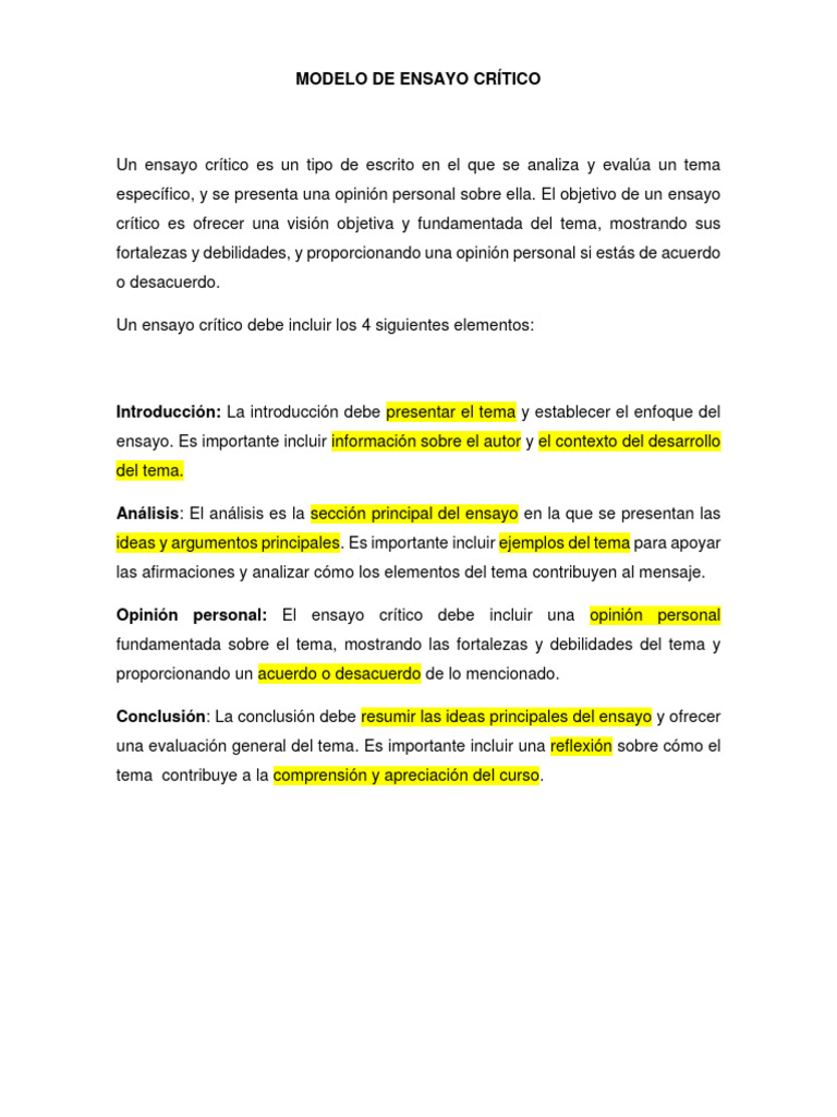 Modelo de Ensayo Crítico | PDF