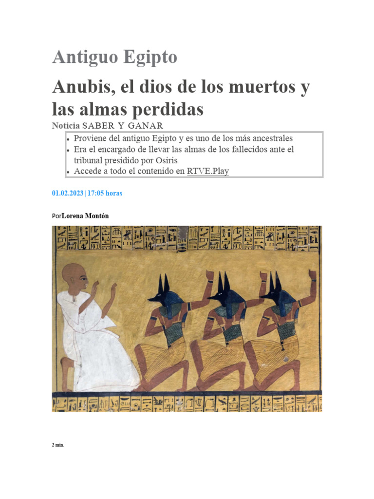Anubis | PDF | Mitología | Religión Egipcia Antigua