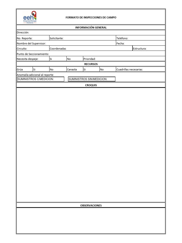 Formato de Inspeccion de Campo | PDF | Tornillo | Herramientas