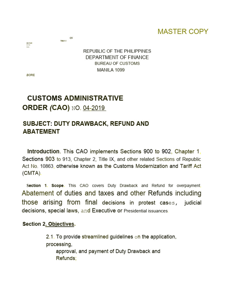 Philippines Customs Duty Guide | PDF | Tax Refund | Receipt