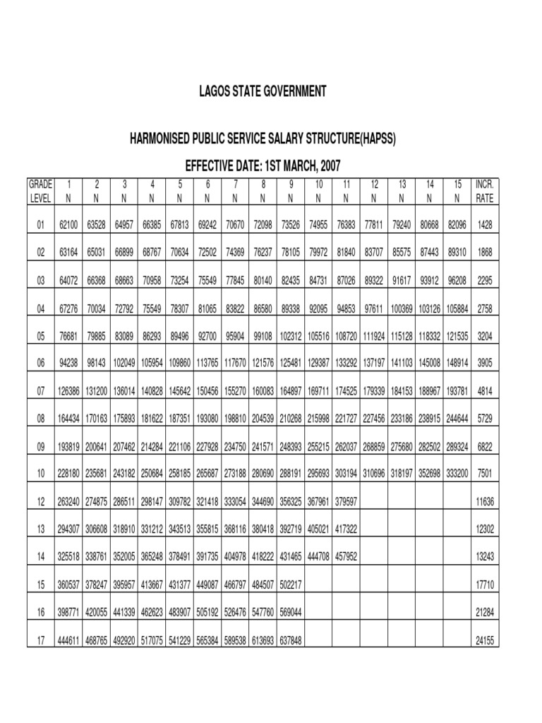 Lagos State Salary Structure Overview | PDF