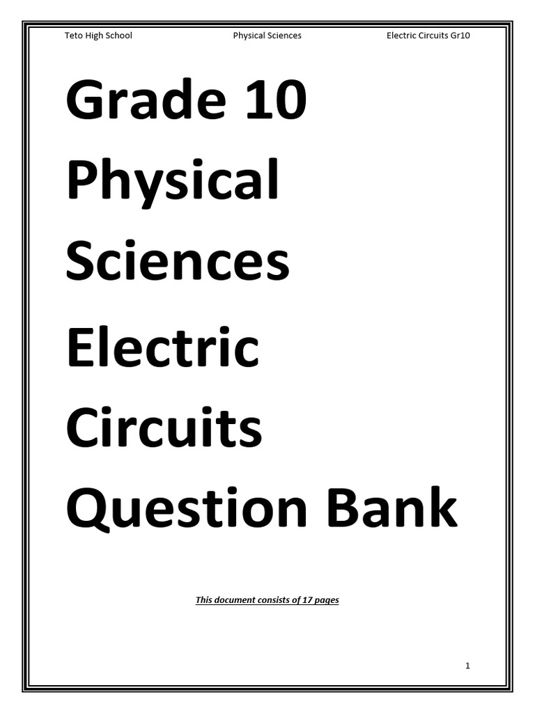 Grade 10 Physical Science - Electric circuits | PDF | Voltage | Volt