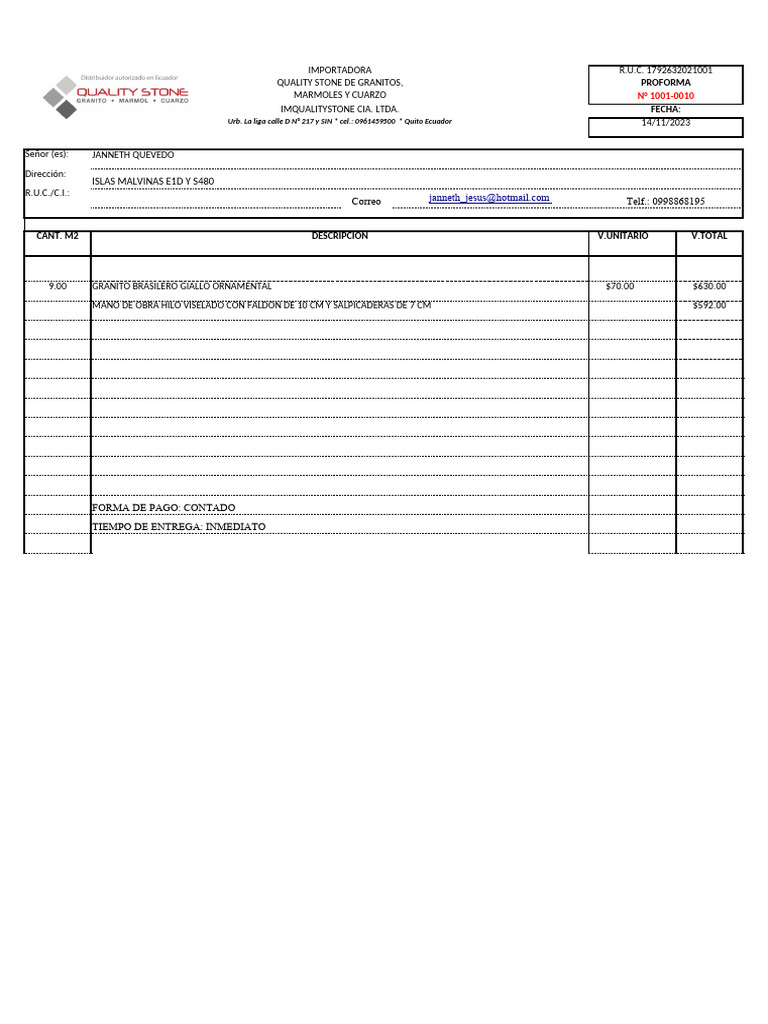 Cotizacion Janneth Quevedo | PDF Cotizacion Janneth Quevedo | PDF