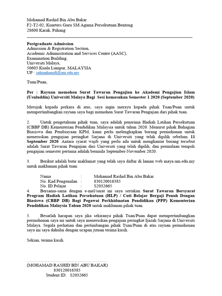 Surat Mohon Surat Tawaran Um | PDF