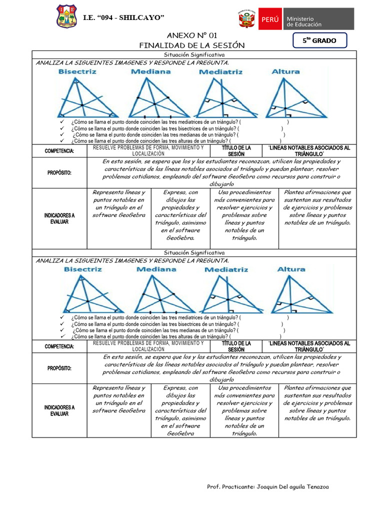 Ficha de Trabajo | PDF | Triángulo | Geometría del plano euclidiano