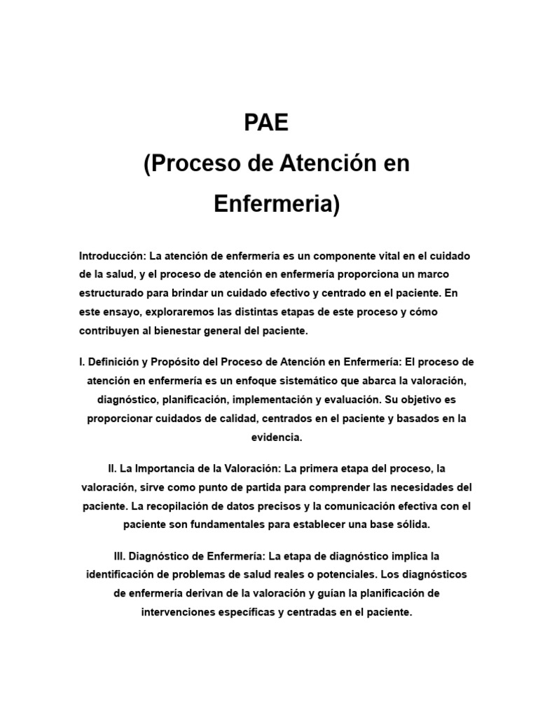 Proceso Pae Pdf Cuidado De La Salud