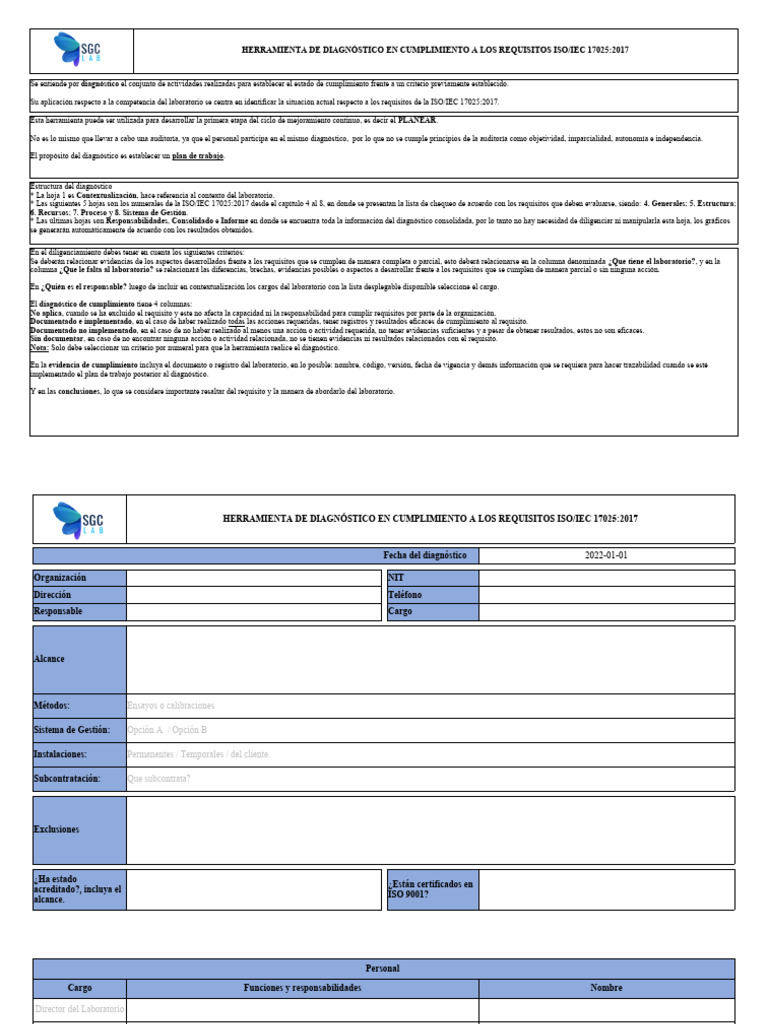 HERRAMIENTA DE DIAGNÓSTICO ISO IEC 17025 2017 | PDF | Laboratorios | Calibración