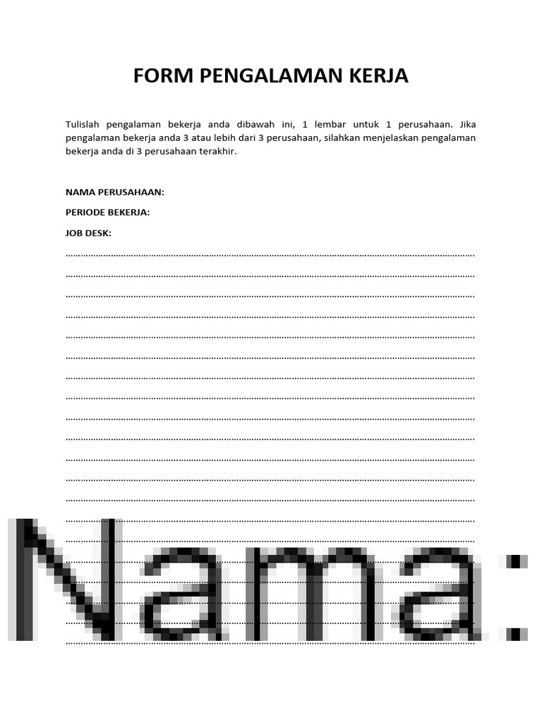 Form Pengalaman Kerja | PDF