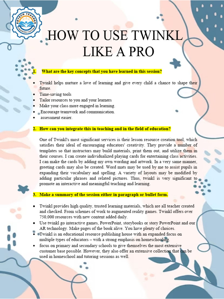 How To Use Twinkl Like A Pro | PDF