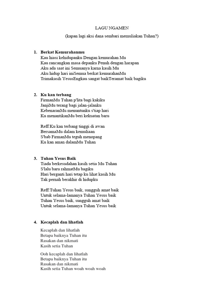 Lirik dan Arti Lagu Ngamen 4 | PDF | Pengembangan Diri | Agama ...