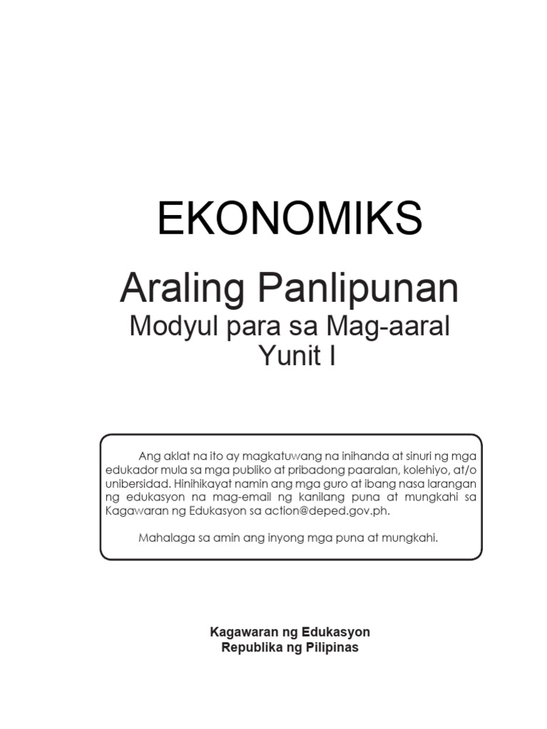Ekonomiks LM Yunit 1 | PDF