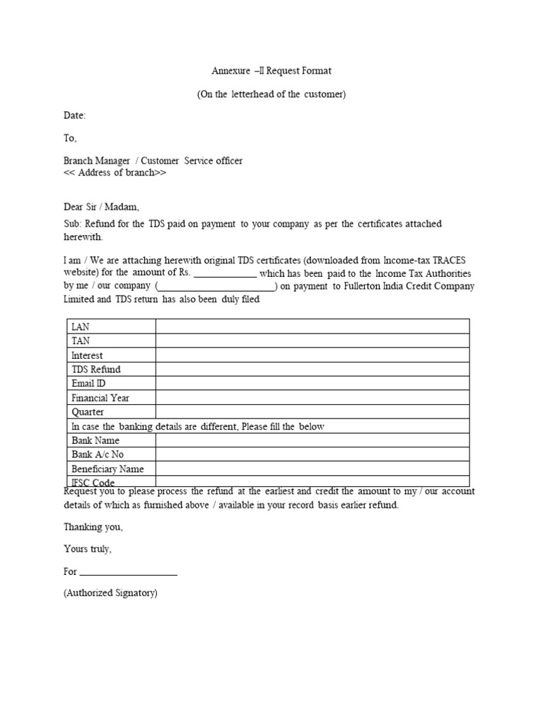 Refund Request Format | PDF | Finance & Money Management