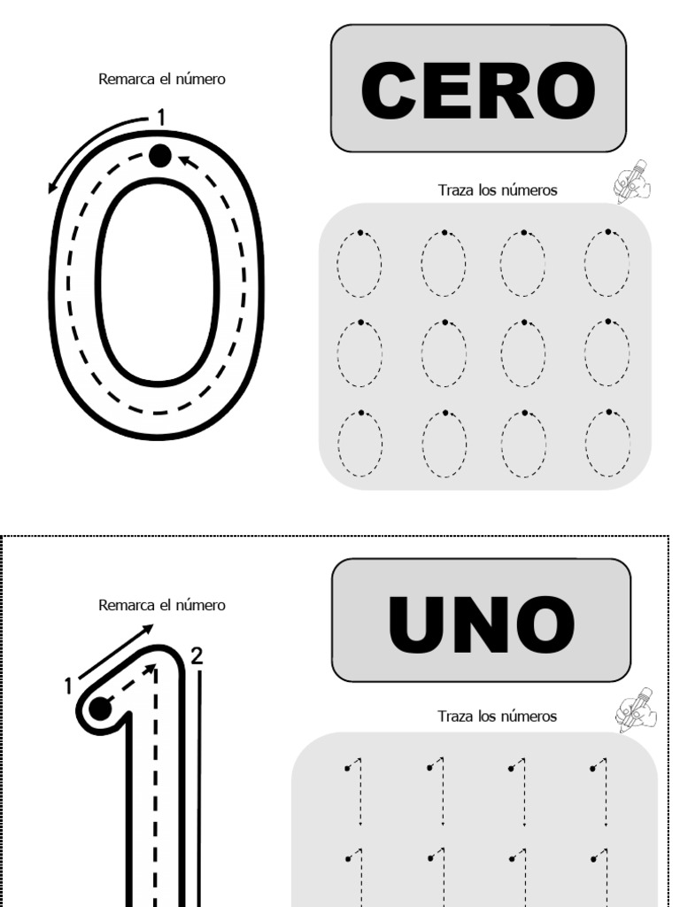 Trazos de Números del 0 al 10 | PDF