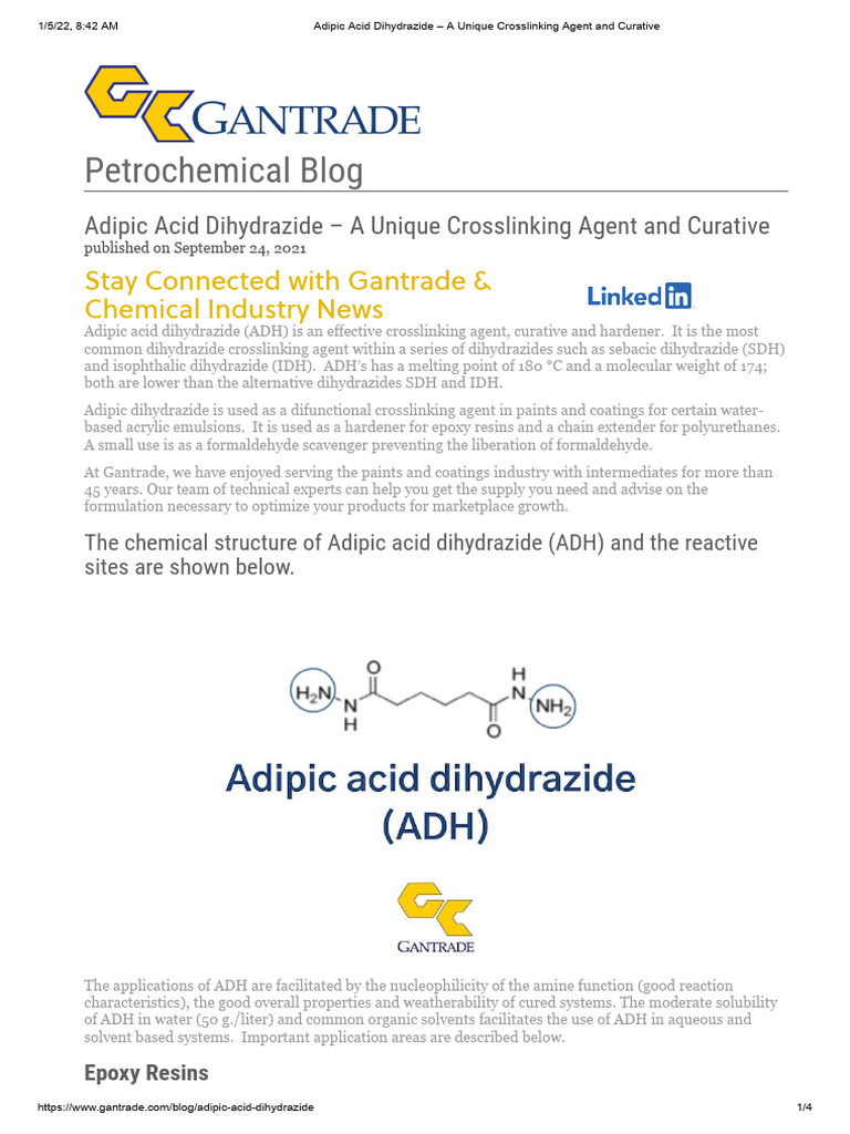 Adipic Acid Dihydrazide - A Unique Crosslinking Agent and Curative ...