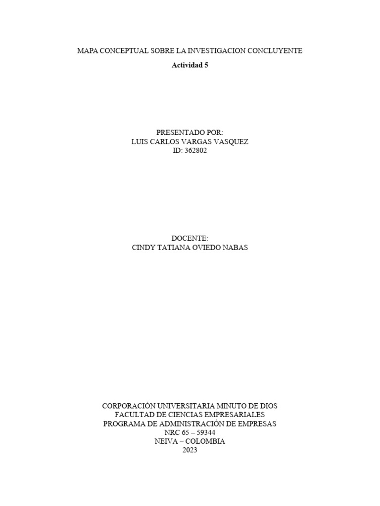 Mapa Conceptual Sobre La Investigacion Concluyente | PDF