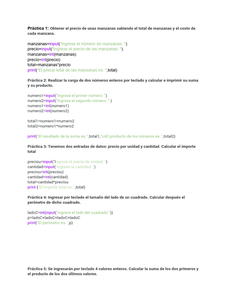 Practicas de Programacion | PDF | Entero