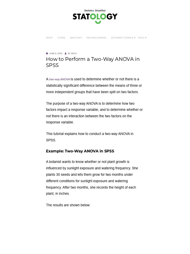 How To Perform A Two-Way ANOVA in SPSS - Statology | PDF | Analysis Of ...