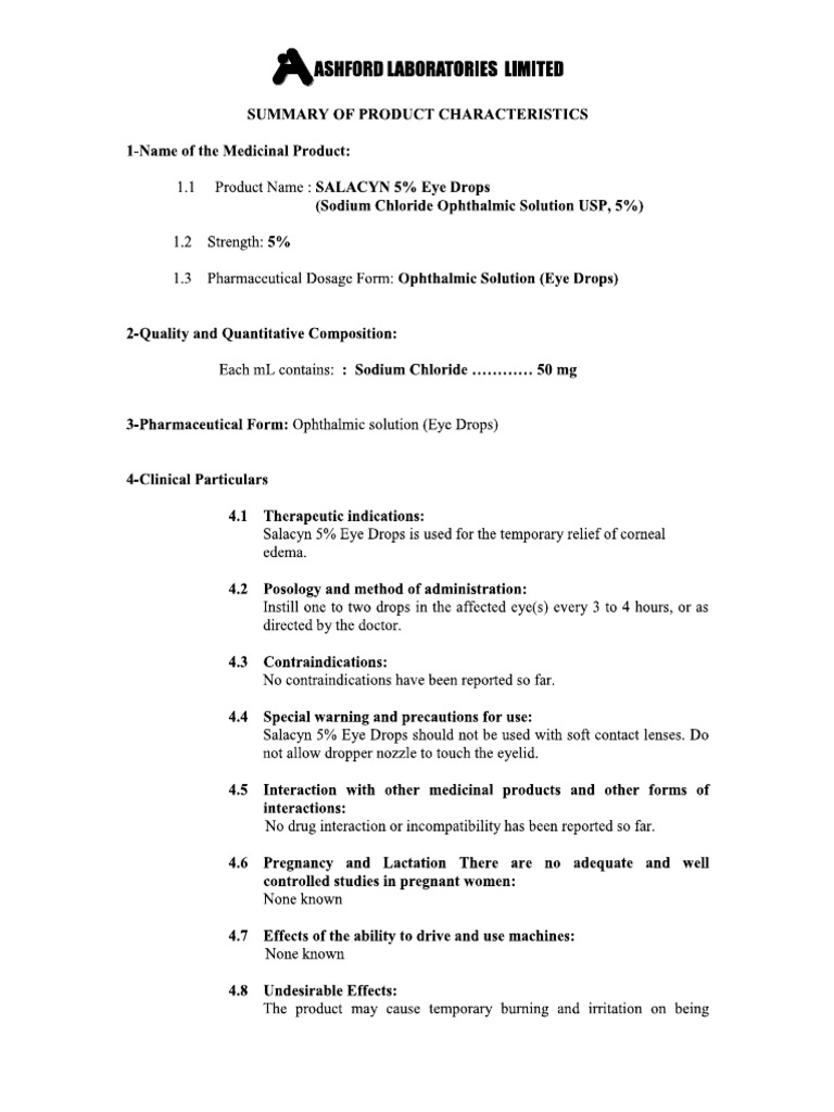 Salacyn Product Ts | PDF